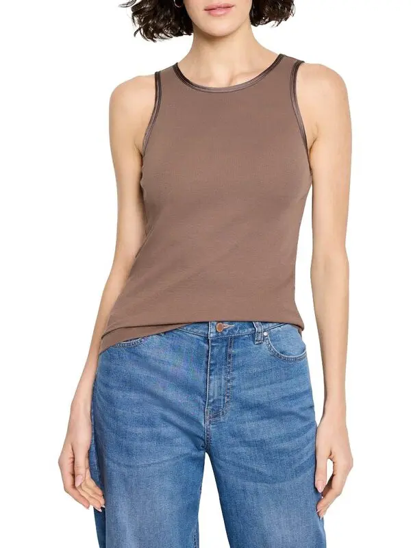 NIC+ZOE Perfect Knit Trimmed Tank - Cocoa