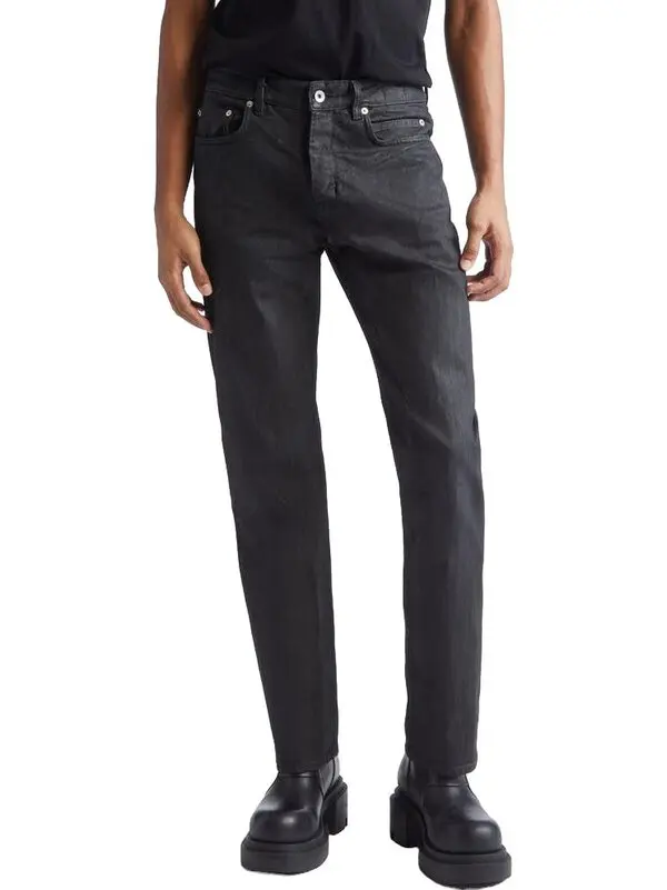 Rick Owens Coated Fitted Jeans - Black Wax