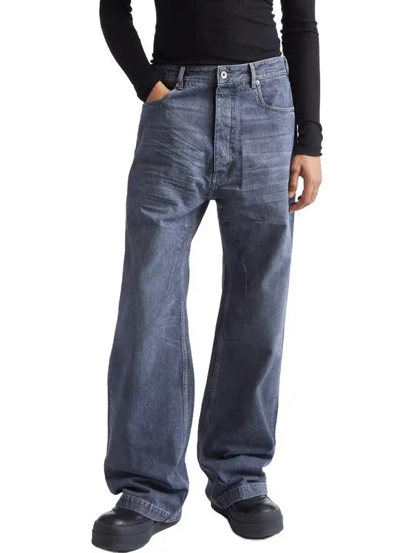 Rick Owens Geth Wide Leg Jeans - Washed Grey
