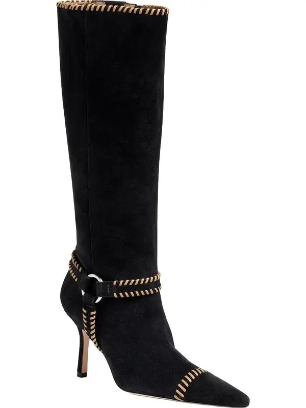 Cinq À Sept Whipstitch Knee High Boots - Black/brown Sugar