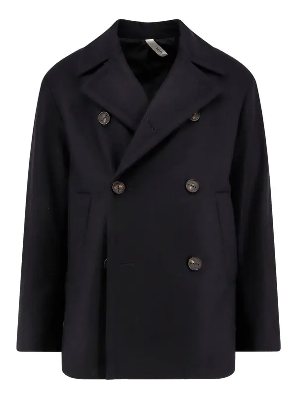 HEVO Trani Double-breasted Wool-blend Coat - Blue