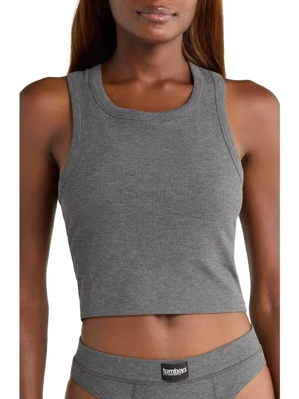 TOMBOYX Rib Longline Sports Bra - Heather Gray