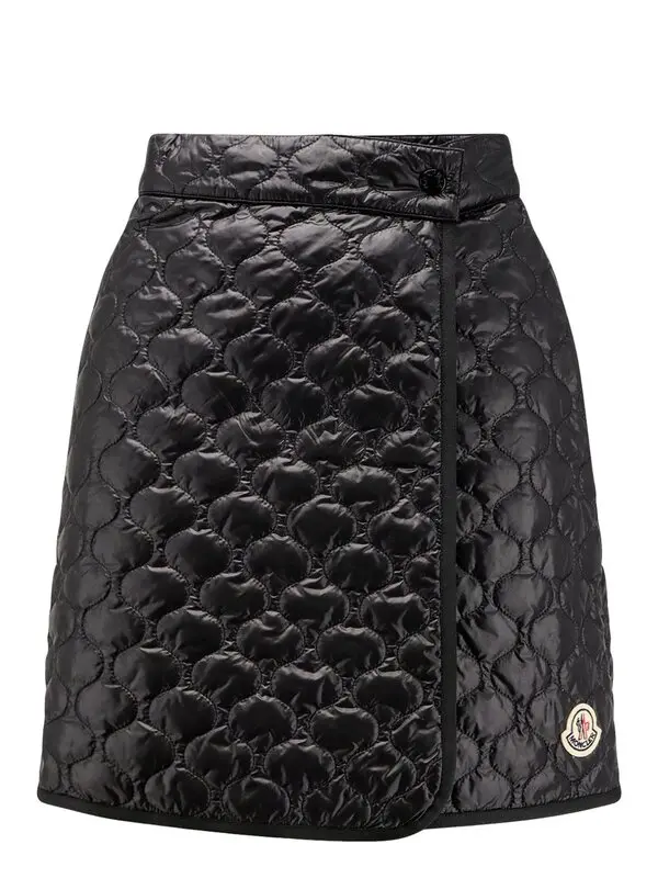 Moncler Nylon Skirt With Logo Patch - Black