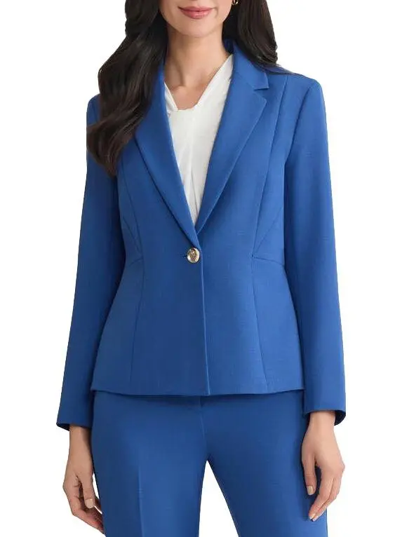 KASPER Stretch Crepe One-button Blazer - Blue Night