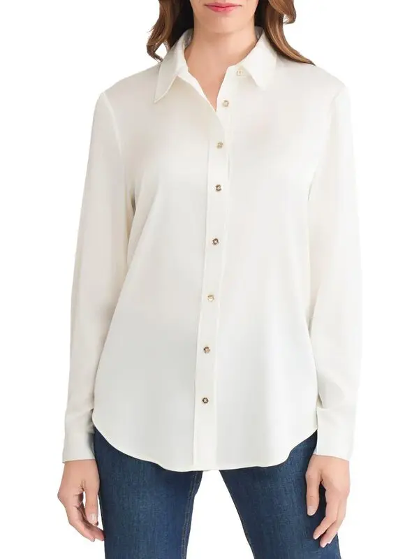 Jones New York Long Sleeve Button-up Shirt - Jones White