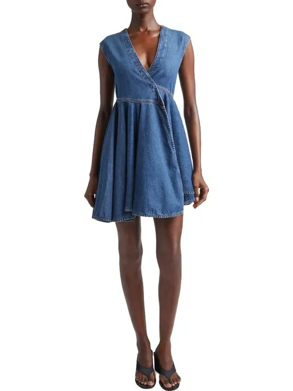 Alaïa Denim Wrap Mini Dress - Bleu Mineral