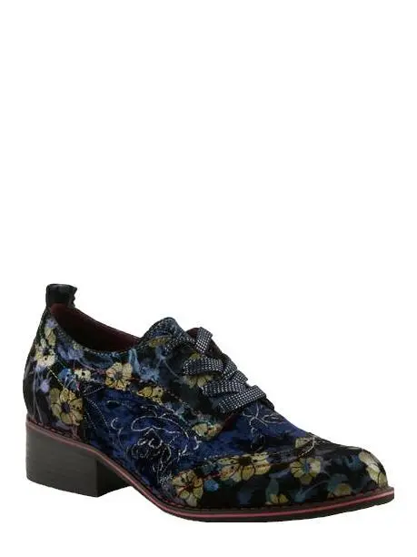SPRING STEP SHOES Floral Print Velvet Derby - Blue Multi