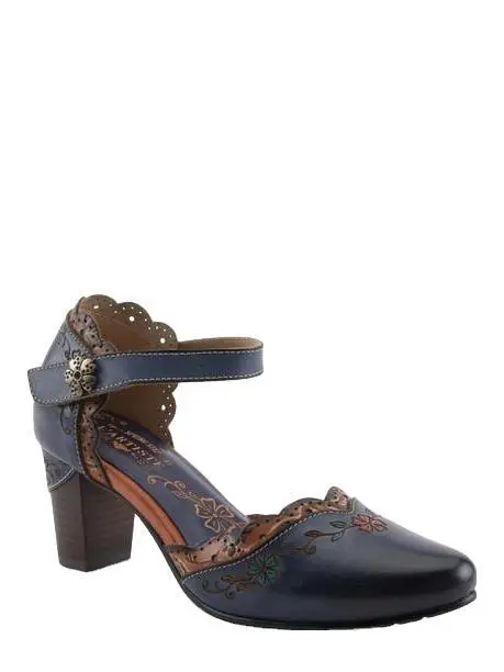 SPRING STEP SHOES Sayyes Ankle Strap Pumps - Navy Multi