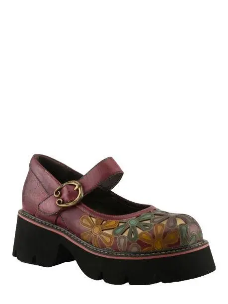 SPRING STEP SHOES Busybee Platform Mary Jane - Bordeaux Multi