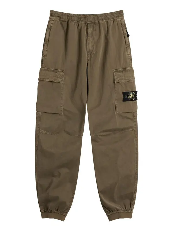Stone Island Sateen Cargo Jogger Pants - Military Green