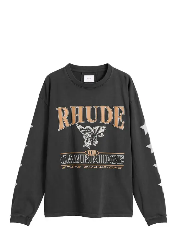 Rhude Cambridge State Champs Long Sleeve T-shirt - Vintage Black
