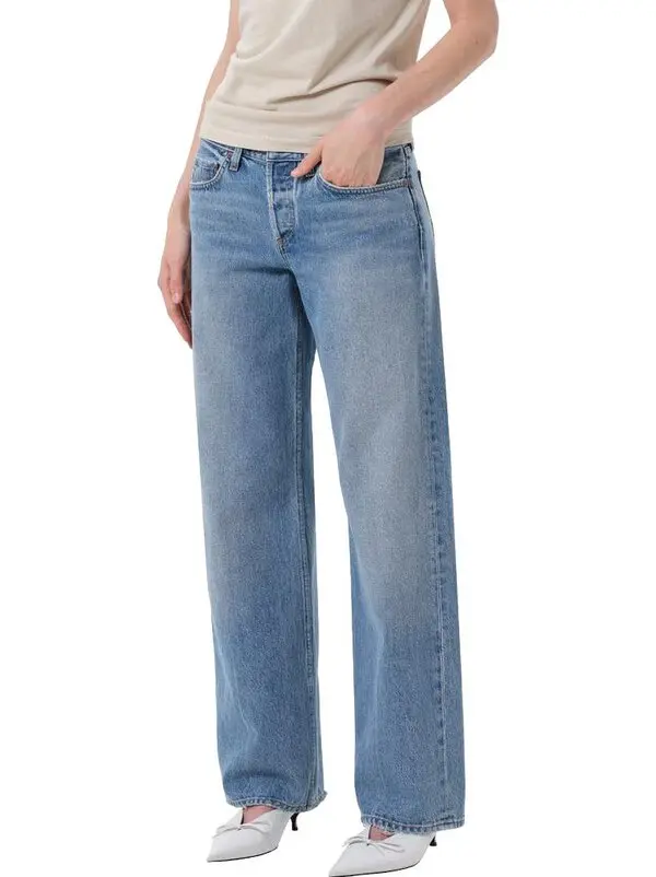 AGOLDE Low Rise Relaxed Straight Leg Jeans - Vault Worn Indigo