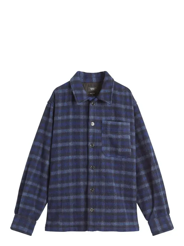 A.p.c. Stanley Check Wool Overshirt - Dark Navy