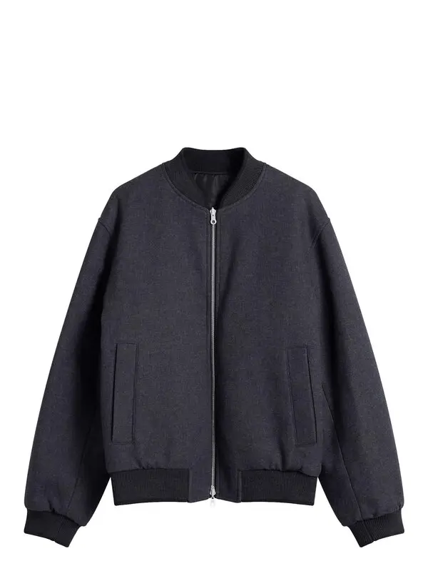 Dries Van Noten Brushed Cotton Twill Bomber Jacket - Dark Grey