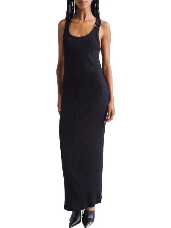 Jean Paul Gaultier Ring Detail Cotton Rib Tank Maxi Dress - Black