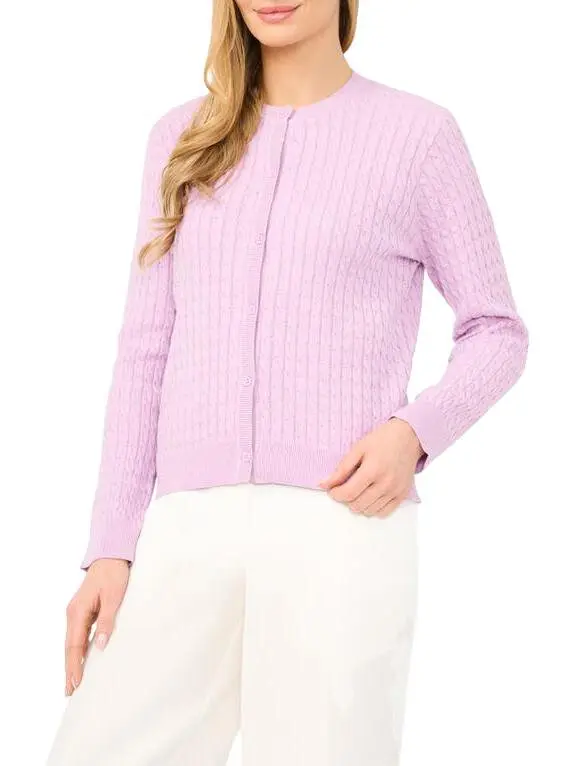 Halogen Cable Stitch Cotton Cardigan - Lavender Sugar