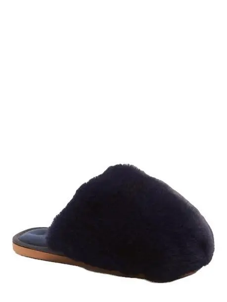 Free People Snowball Faux Fur Slippers - Navy
