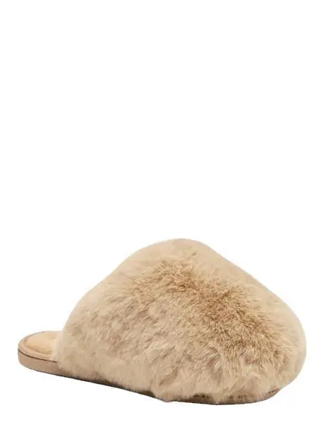 Free People Snowball Faux Fur Slippers - Taupe Faux Fur
