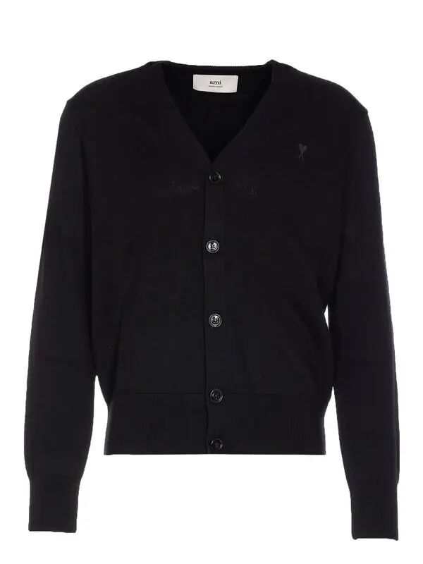 Ami Adc Cardigan With Frontal Buttons - Black