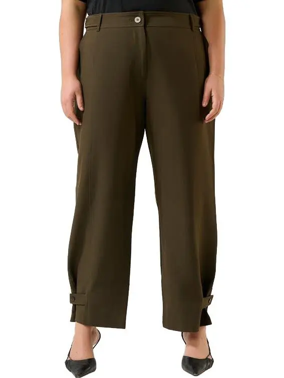 ESTELLE High Waist Wide Leg Pants - Black Olive