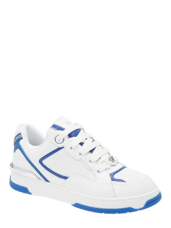 Versace Logo Leather Sneaker - White Royal Blue