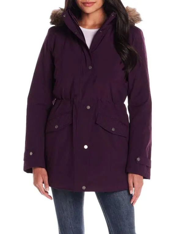 Gallery Faux Fur Trim Hooded Anorak - Blackberry