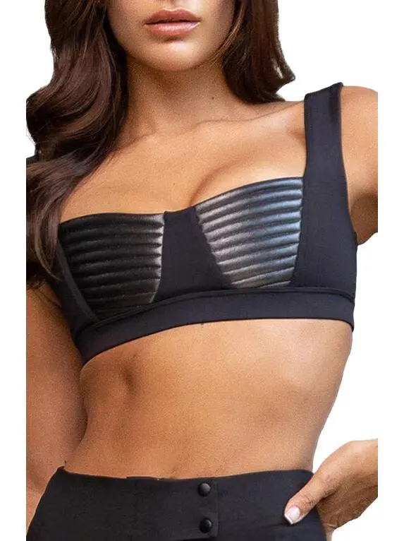 Heroine Sport Nova Metallic Inset Sports Bra - Black