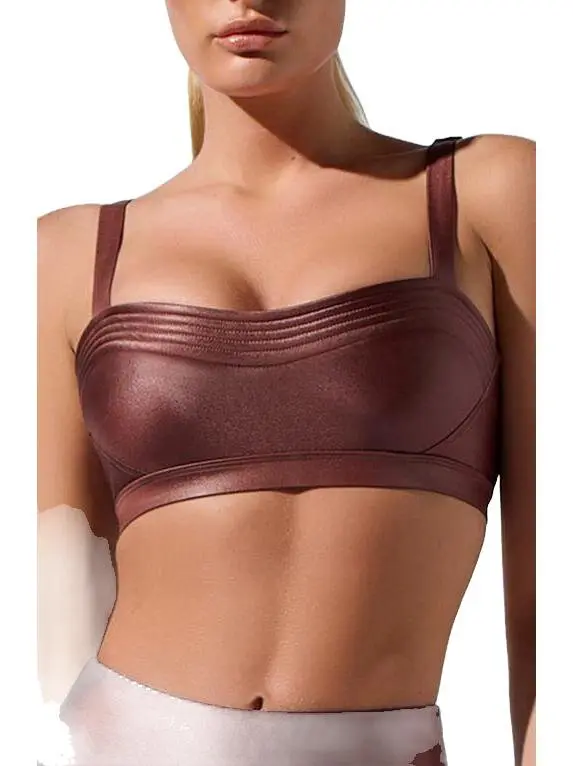 Heroine Sport Celine Metallic Sports Bra - Henna