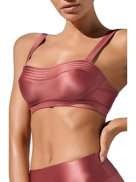 Heroine Sport Celine Metallic Sports Bra - Rose