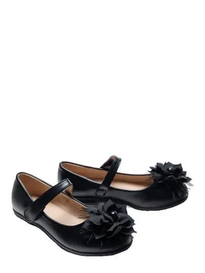 TULLEEN Dahlia Flower Flats - Black