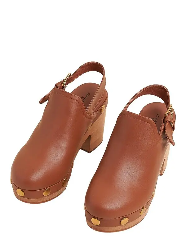 Charlotte Stone Hari Studded Platform Clogs - Luggage