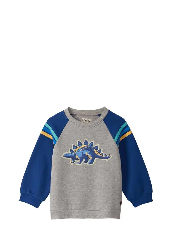 HATLEY Glow In The Dark Dinosaur Sweatshirt - Athletic Grey Melange