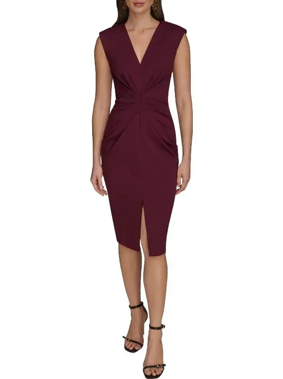 Donna Karan New York Center Ruched Crepe Sheath Dress - Berry