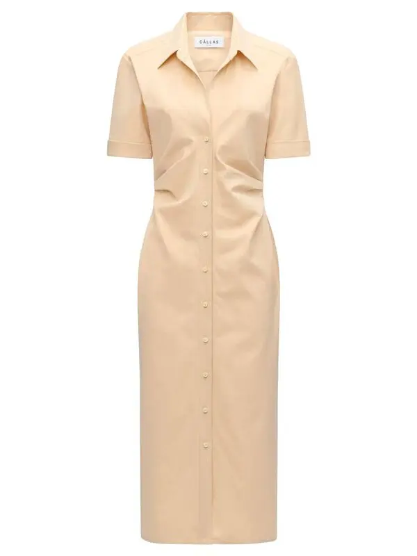 CALLAS MILANO Lou Fitted Shirt Dress - Apricot