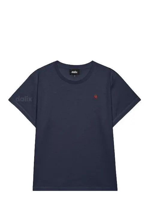 DALIX Lil Strawberry High Waisted Tee - Navy
