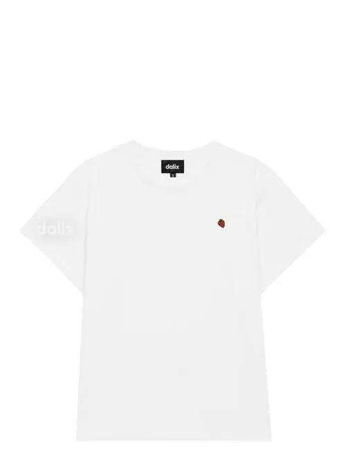 DALIX Lil Strawberry High Waisted Tee - White