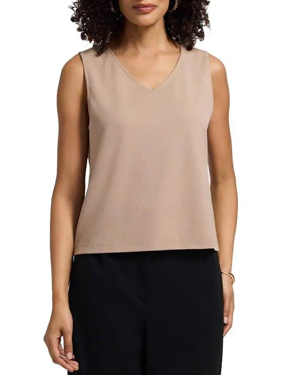 Foxcroft Callie Sleeveless Knit Top - Khaki