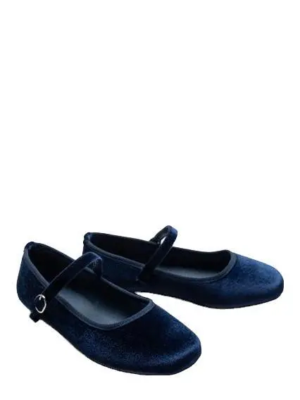 TULLEEN Michelle Satin Velvet Flats - Navy