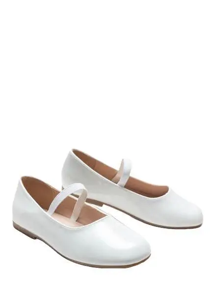 TULLEEN Satin Colette Mary Jane Flats - White