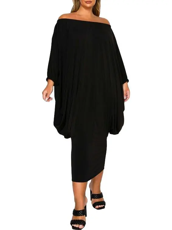 L I V D Off-the-shoulder Midi Dress - Black