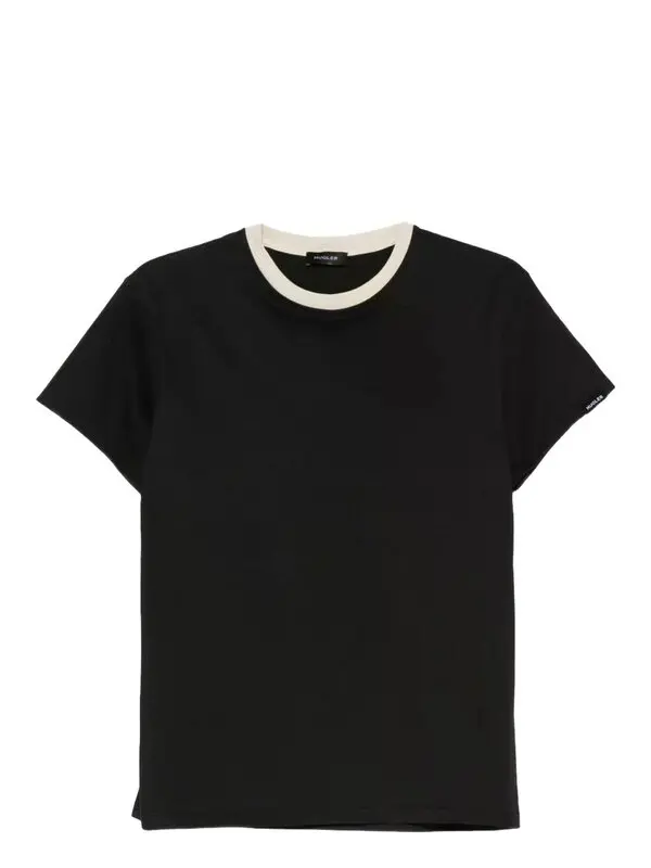 MUGLER Contrast-collar Cotton T-shirt - Black