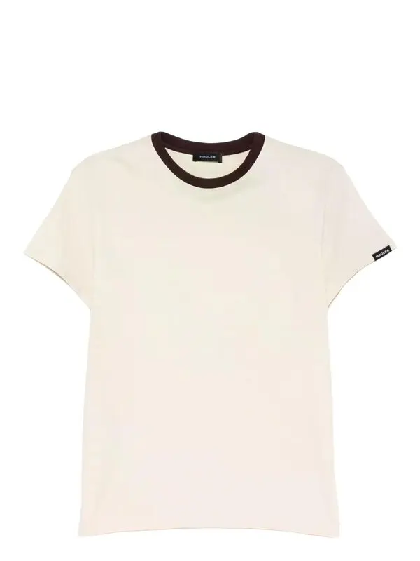 MUGLER Ribbed-trim T-shirt - Neutrals