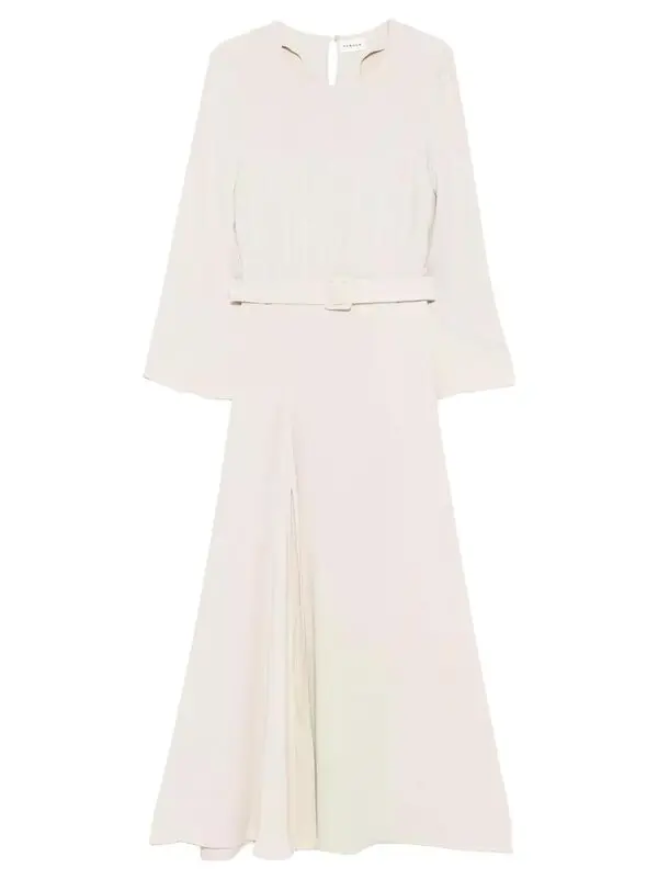 P.a.r.o.s.h Belted Keyhole Neck Dress - Neutrals