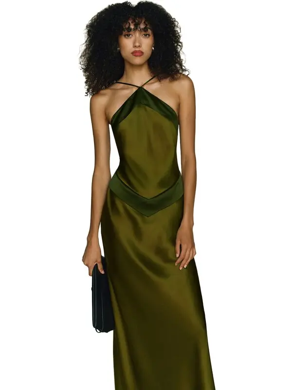 REFORMATION Jillian Silk Maxi Dress - Green
