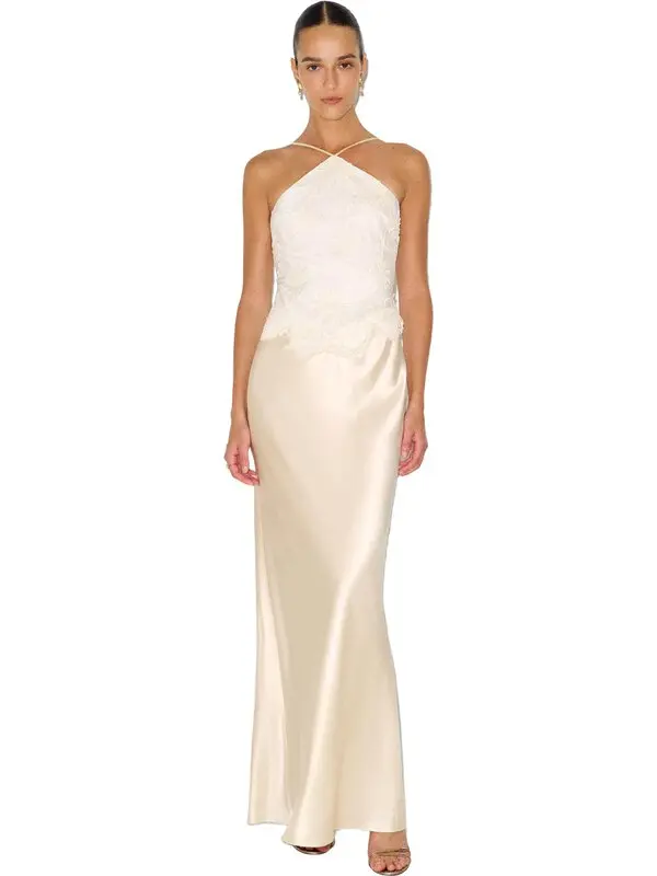 REFORMATION Jillian Silk Halterneck Maxi Dress - Ivory