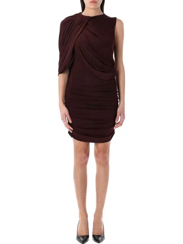 Magda Butrym Asymmetrical Draped Mini Dress - Red