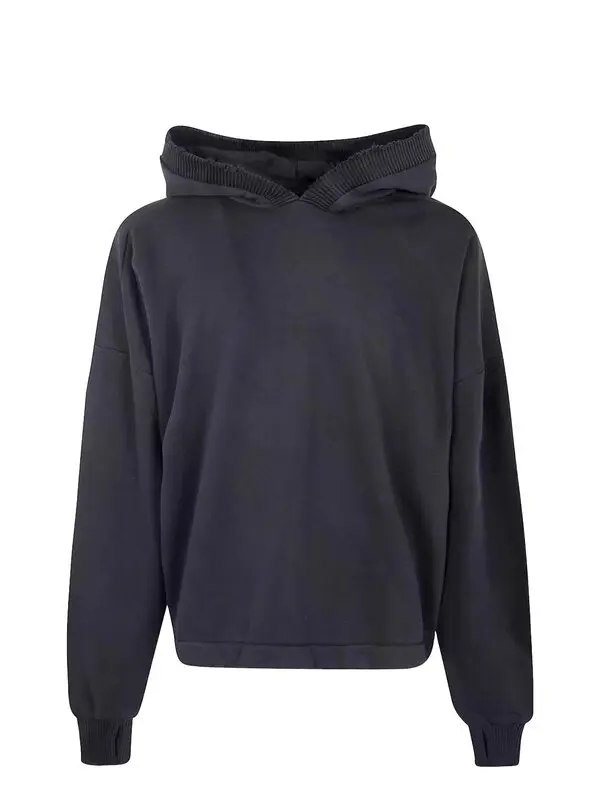 THOM KROM Long-sleeve Hoodie With Ribbed Trim - Black