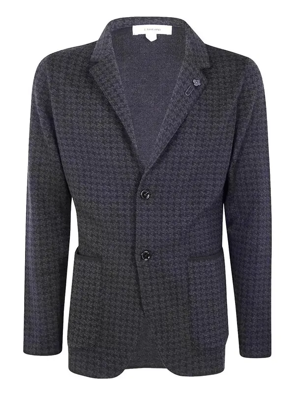 LARDINI Houndstooth Three-button Jacket - Black