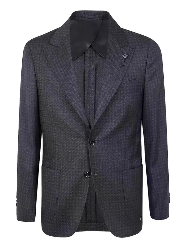 LARDINI Houndstooth-pattern Blazer - Grey
