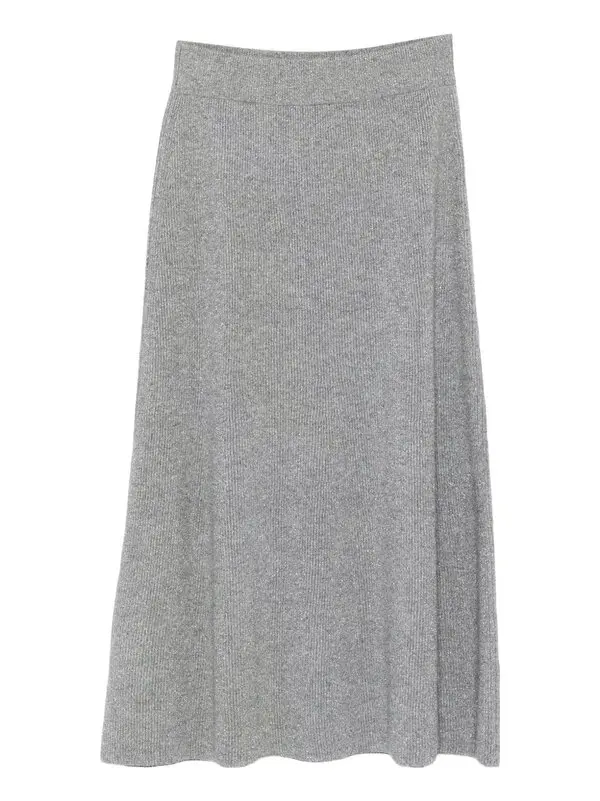 Fabiana Filippi Ribbed A-line Midi Skirt - Grey